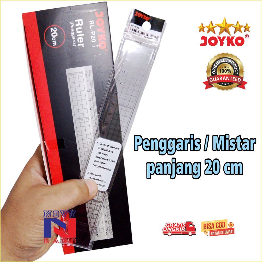 Jual PENGGARIS 20 cm , Penggaris JOYKO, MISTAR JOYKO Plastik elastis ...