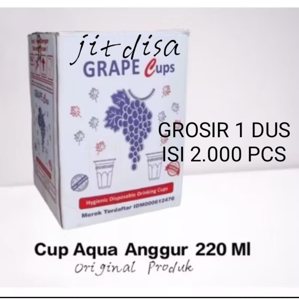 Jual GROSIR 1 DUS ISI 2000 PCS Gelas Plastik Cup Aqua Grape / GrapeCup ...