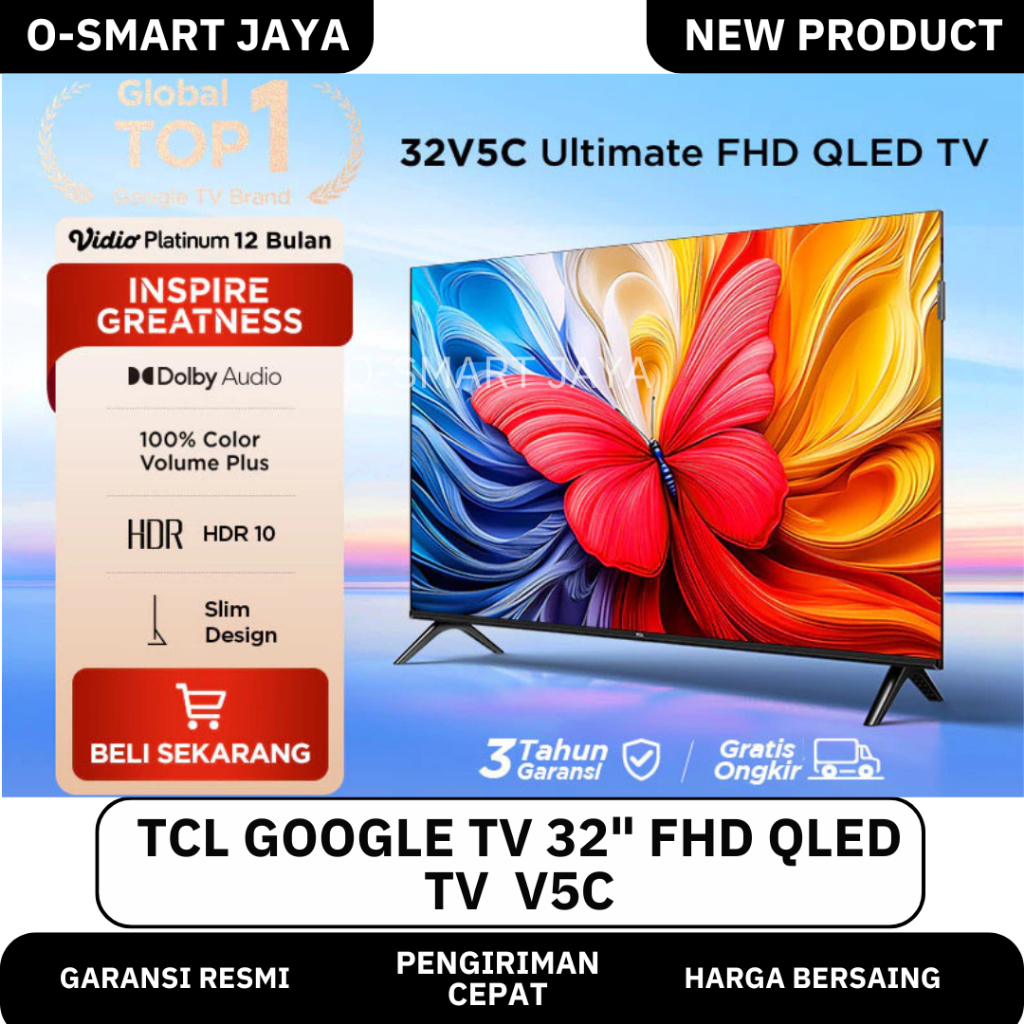 Jual [ INSTAN TEGAL ] TCL Ultimate QLED TV 32 inch V5C - FHD - QLED - HDR 10 - Multiple Eye Care ...