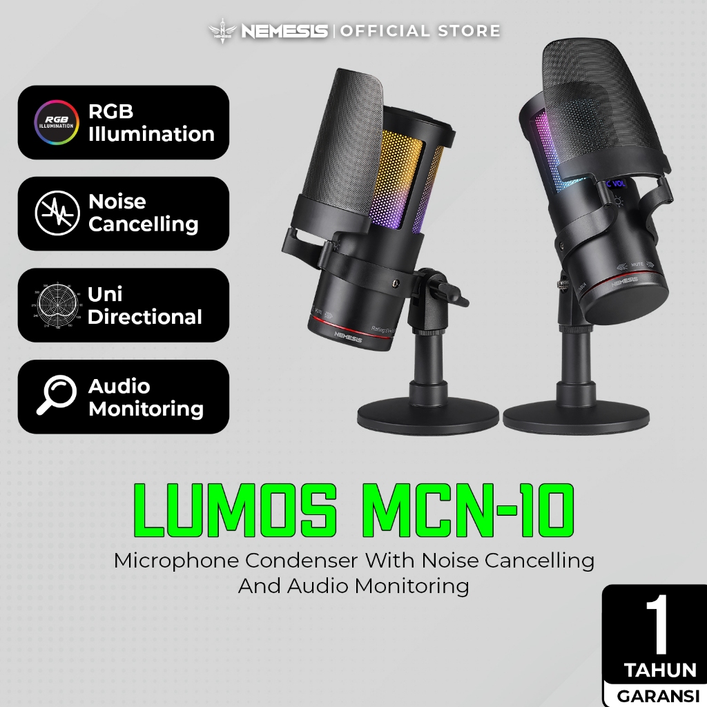 Jual Mic Condenser RGB with Noise Cancelling Nemesis LUMOS MCN-10 | Shopee Indonesia
