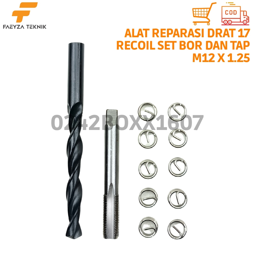Jual Paket Alat Reparasi Drat Baut 17 Helicoil Recoil Set Bor Dan Tap ...