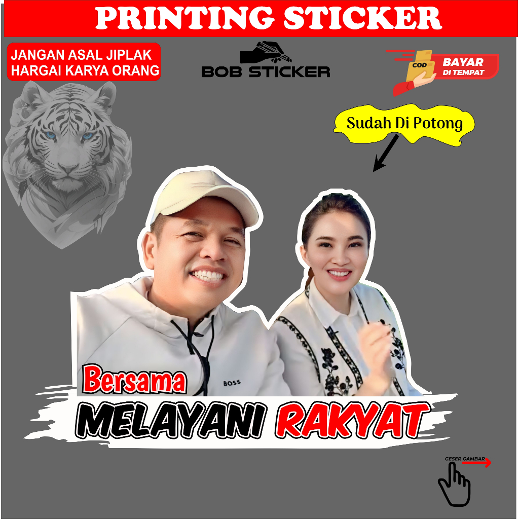 Jual Print stiker kang dedi mulyadi dan bu sherly laos bersama melayani ...