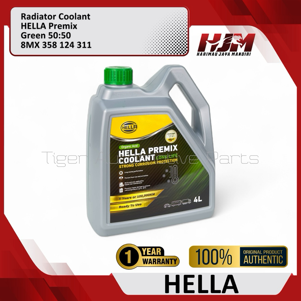 Jual Air Radiator Coolant Hella Premix Long Life 50:50 Green 4L ...