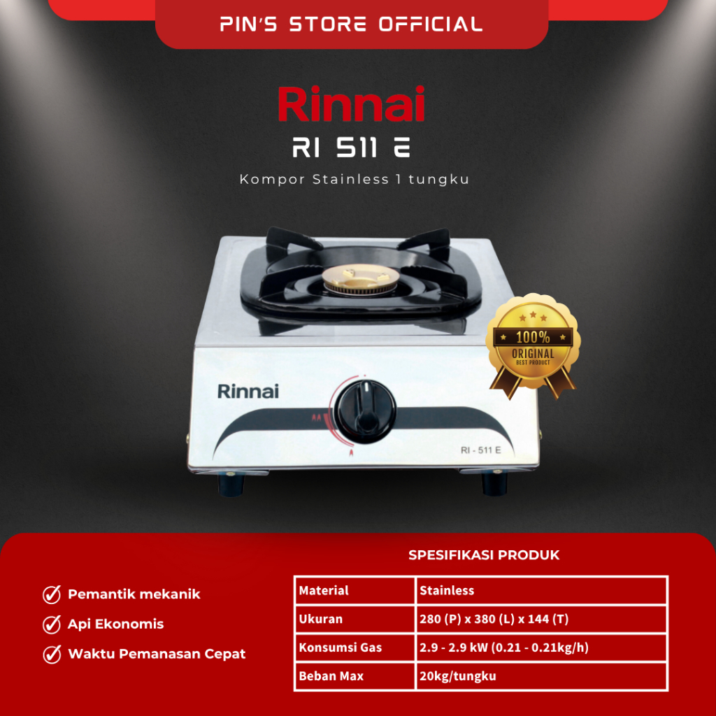 Jual RINNAI KOMPOR GAS 1 TUNGKU / KOMPOR GAS RINNAI / KOMPOR GAS ...