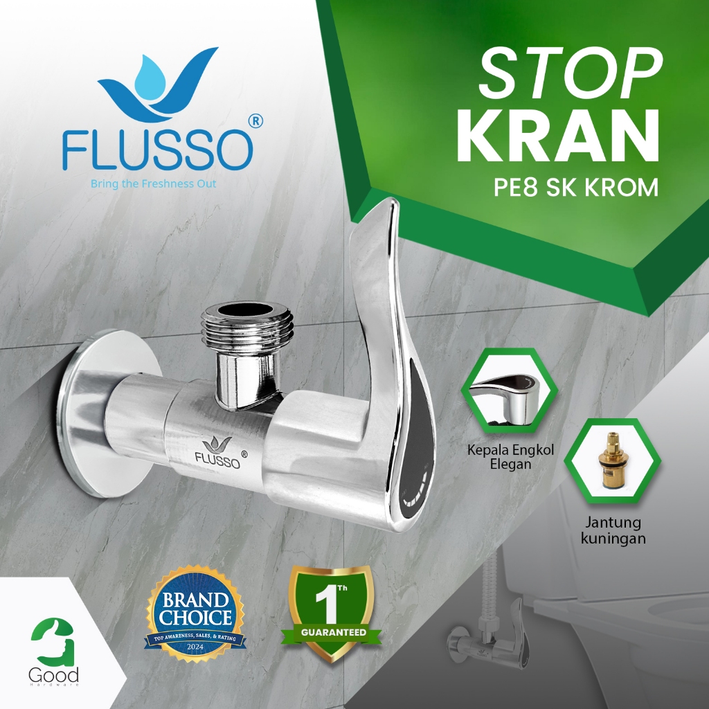 Jual FLUSSO Stop Kran 1/2 inch / Stop Kran Air Shower Kran Toilet ...