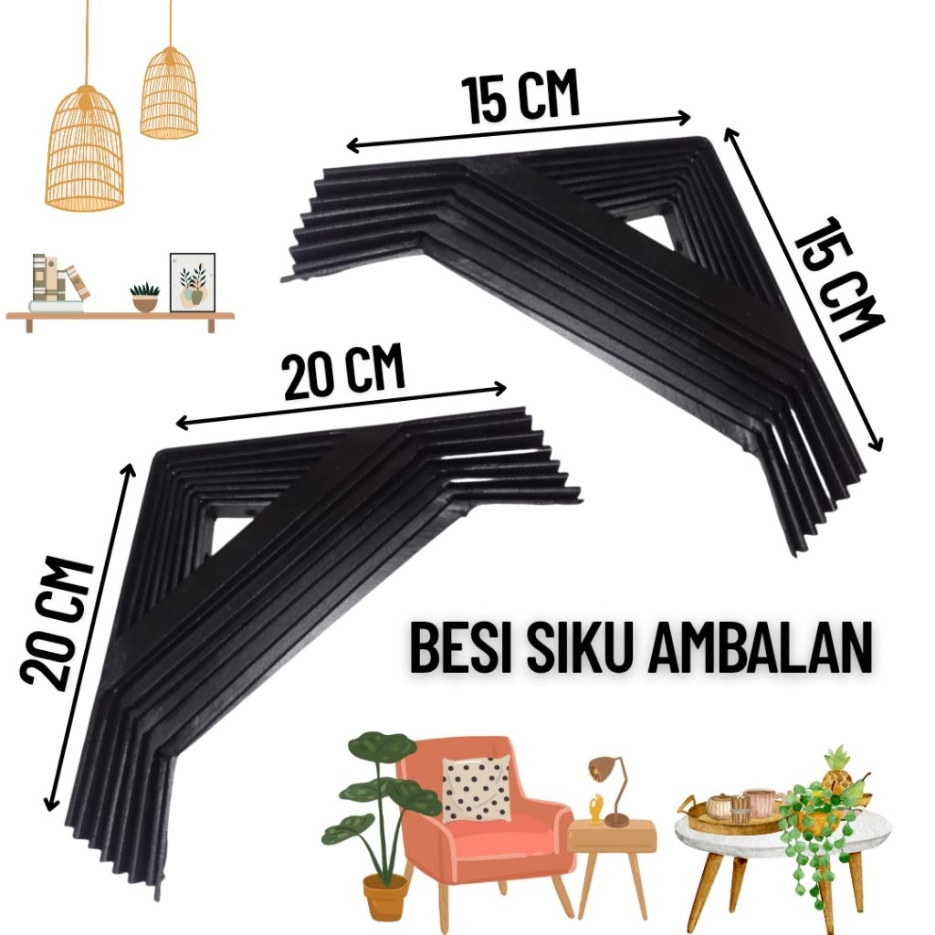 Jual besi siku ambalan 15x15 cm 20 x 20 cm besi penahan rak tebal besi ...