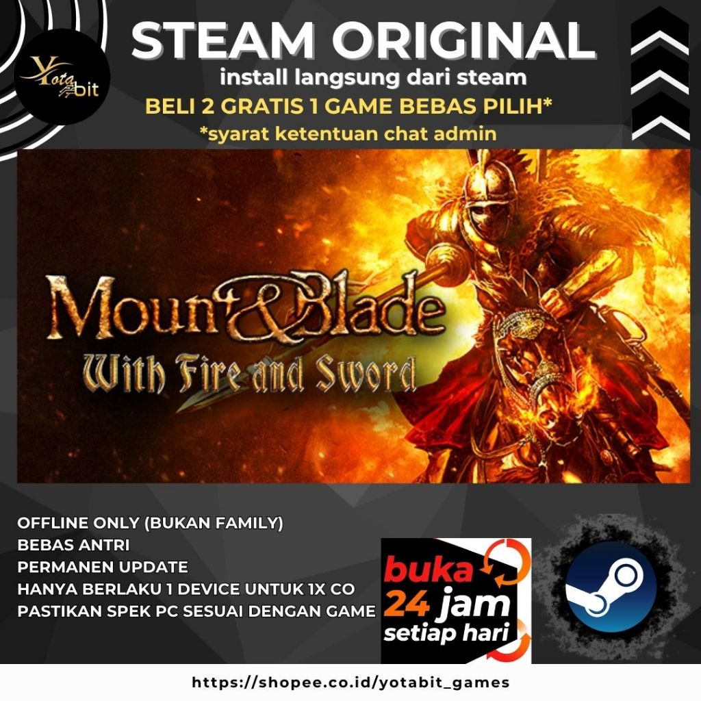Jual Mount & Blade: With Fire & Sword PC Game Original Offline | Shopee ...