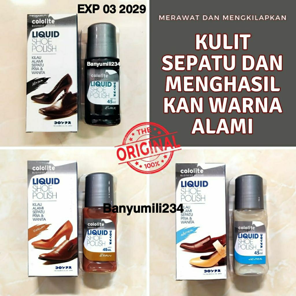 Jual COLOLITE SHOE POLISH *Semir Sepatu Cair* HITAM - NETRAL - COKLAT ...