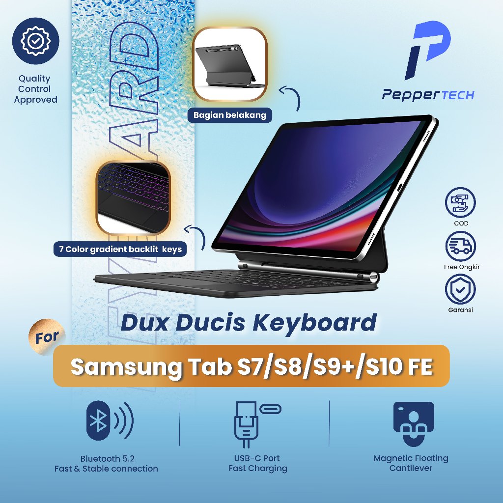 Jual PEPPERTECH - Dux Ducis Keyboard for Samsung Galaxy Tab S10 FE S9 FE S9+ Tab S8 S8+ S10+ S10 ...