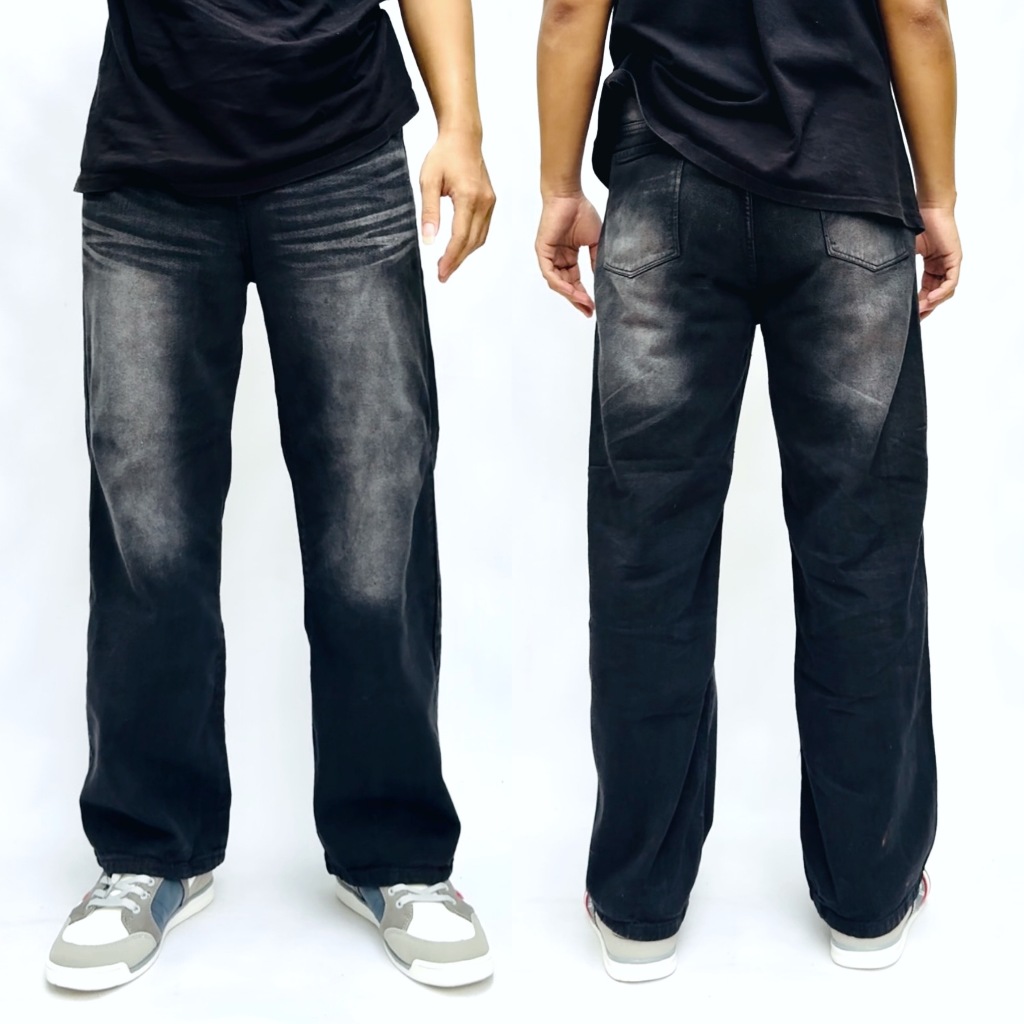 Jual Celana Panjang Jeans Hitam Whisker Pria Premium Standar Reguler ...