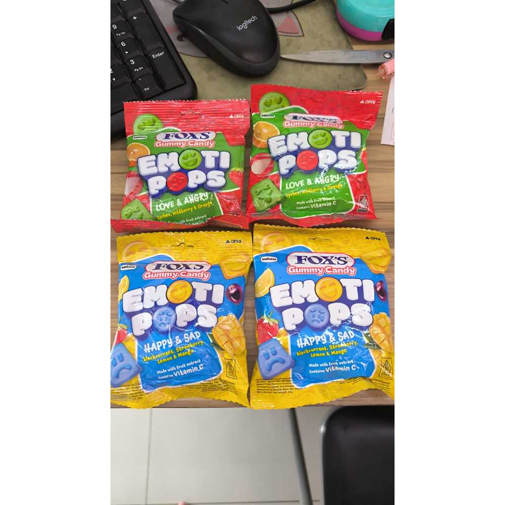 Jual Foxs Gummy Candy Emoti Pops Happy Sad -Varian Rasa 35g | Shopee ...