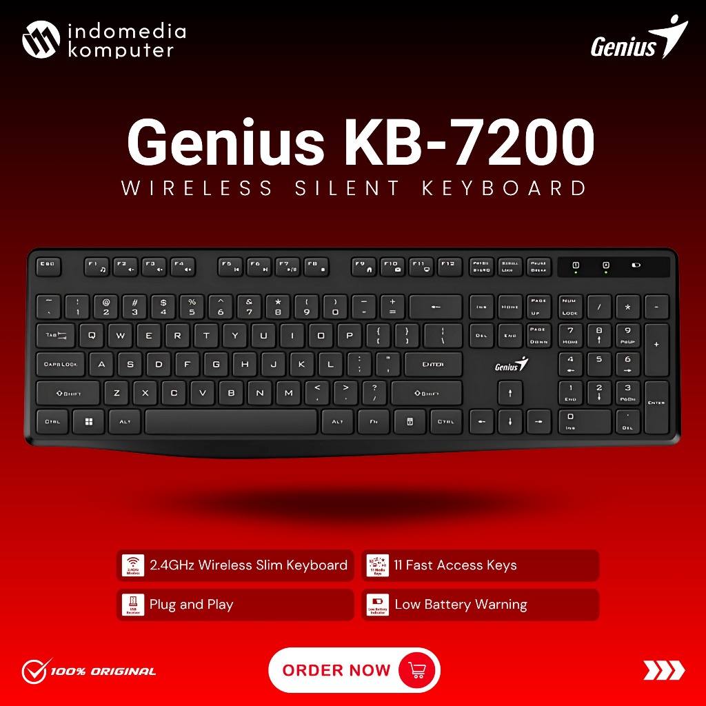Jual Genius New Keyboard Wireless Silent KB 7200 Keyboard Genius KB ...