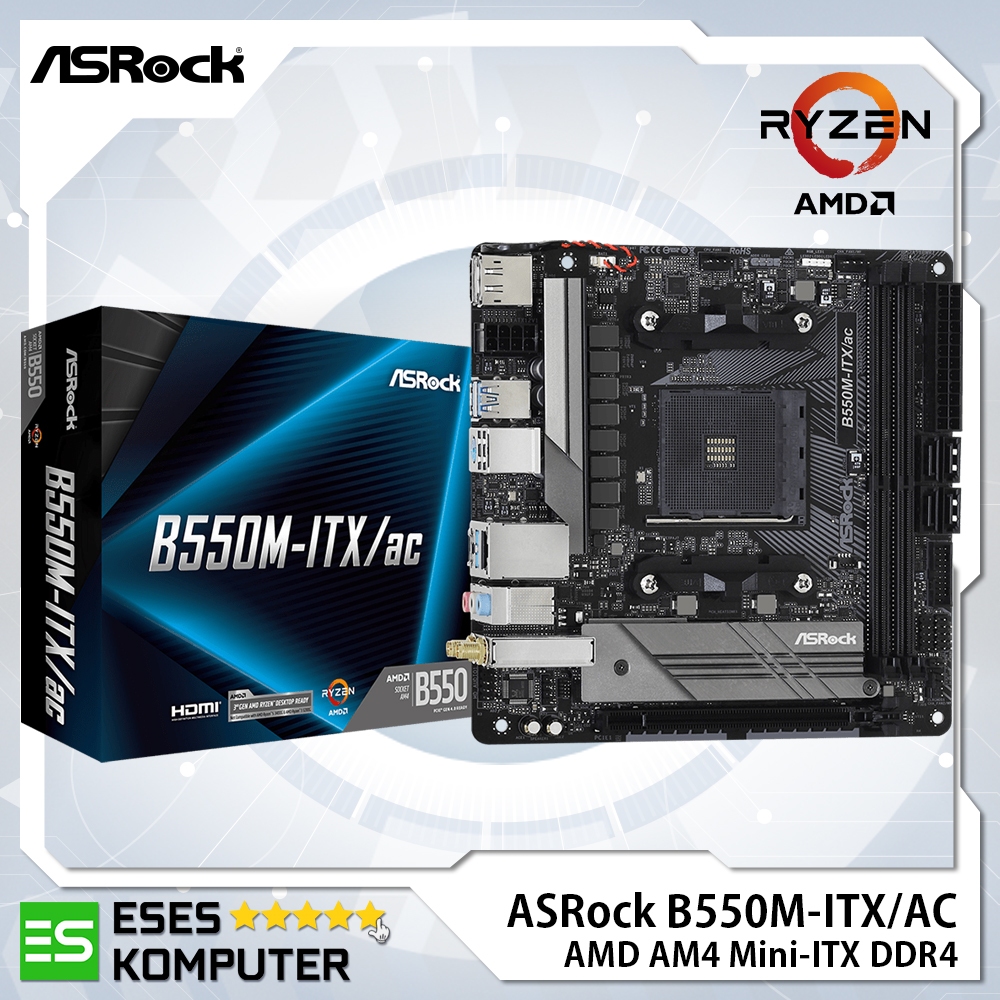 Jual Motherboard ASRock B550M-ITX/AC | AMD AM4 Mini-ITX | DDR4 | Shopee ...