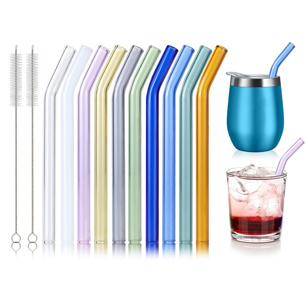 Jual colorful cocktail glass straw sedotan gelas matcha sedotan pendek ...