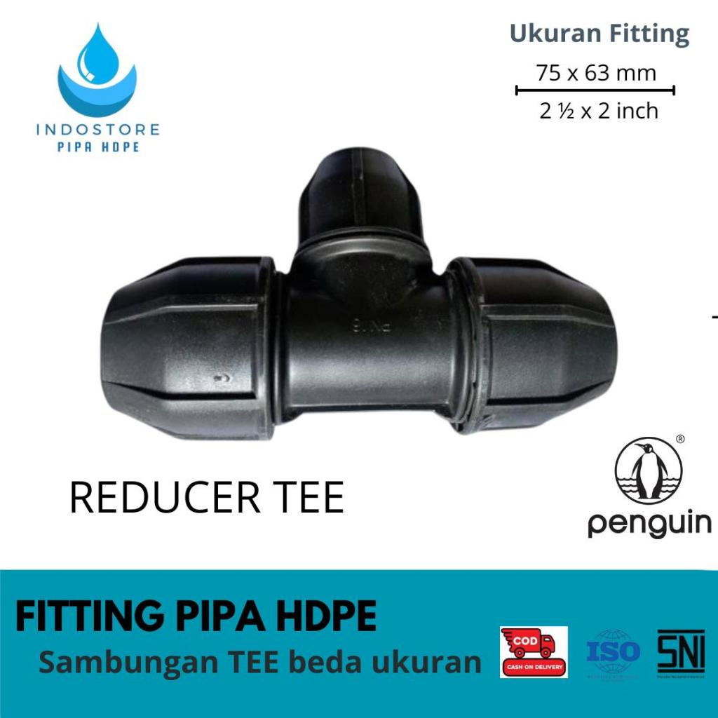Jual Indostore Fitting HDPE Reducer Tee 2 1/2 Inch x 2 inch Sambungan ...