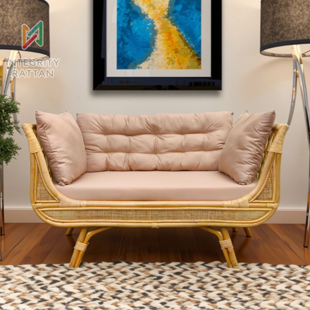 Jual Sofa Bench Rotan Alami Minimalis 2 Seatter / Sofa Tamu Panjang ...