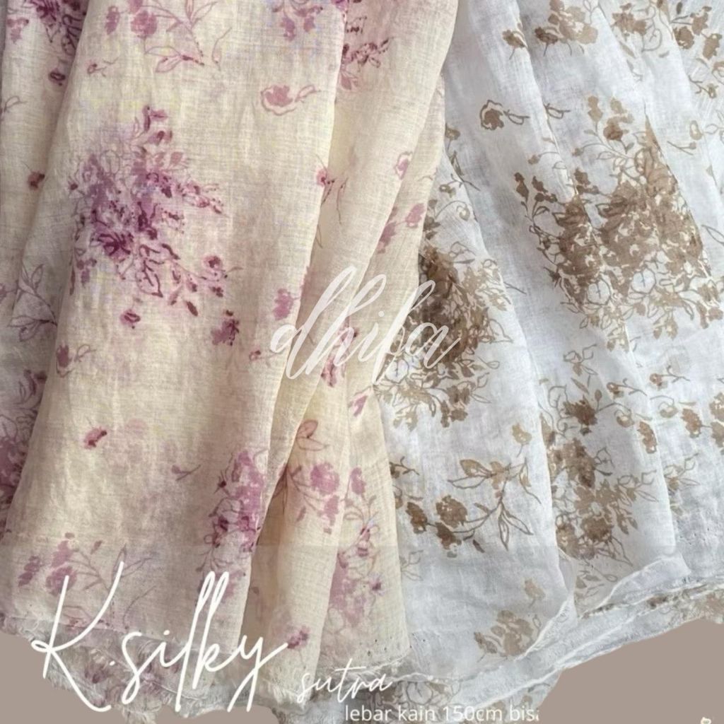 Jual kain katun silky premium motif bunga - kain semi sutra motif ...