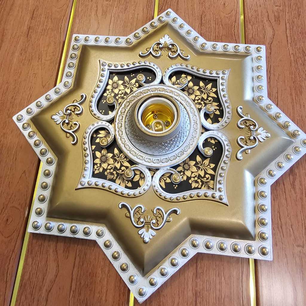 Jual ORNAMEN LAMPU PLAFON PVC 30X30 // FITING HIAS PLAFON GYPSUM 30 CM ...