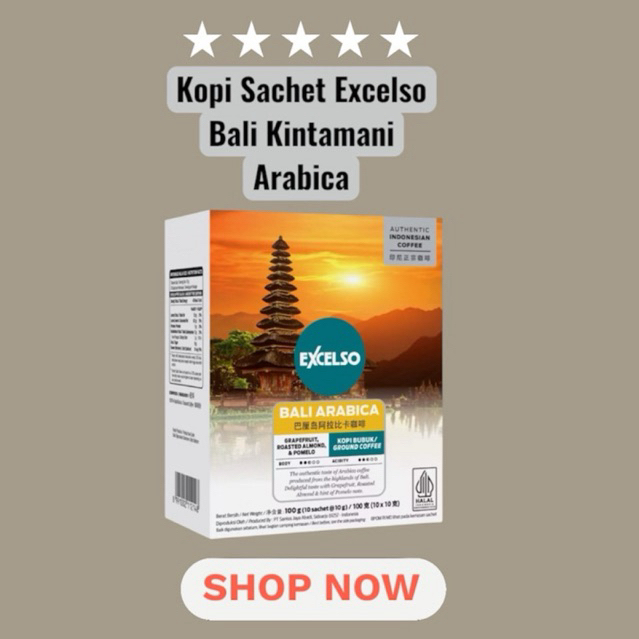 Jual Kopi Sachet Excelso Bali Arabica- Excelso Saving box ( 10x10g ...