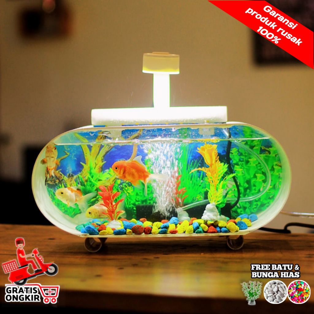 Jual [Termurah] FULLSET AQUARIUM MINI AESTHETIC PVC PLUS POMPA AERATOR ...
