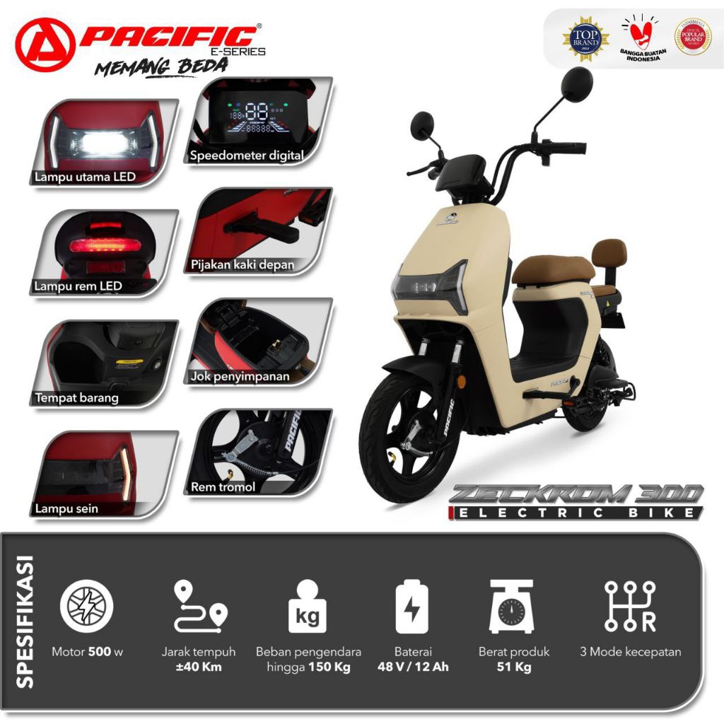 Jual SEPEDA LISTRIK REMAJA DEWASA PACIFIC ZECKROM 300 | Shopee Indonesia
