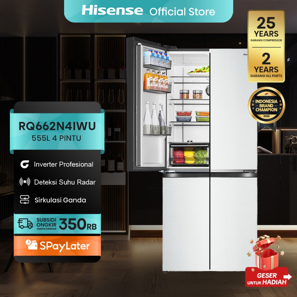Jual Hisense Kulkas RQ662N4IWU Refrigerator 4 Pintu Kapasitas 555L ...