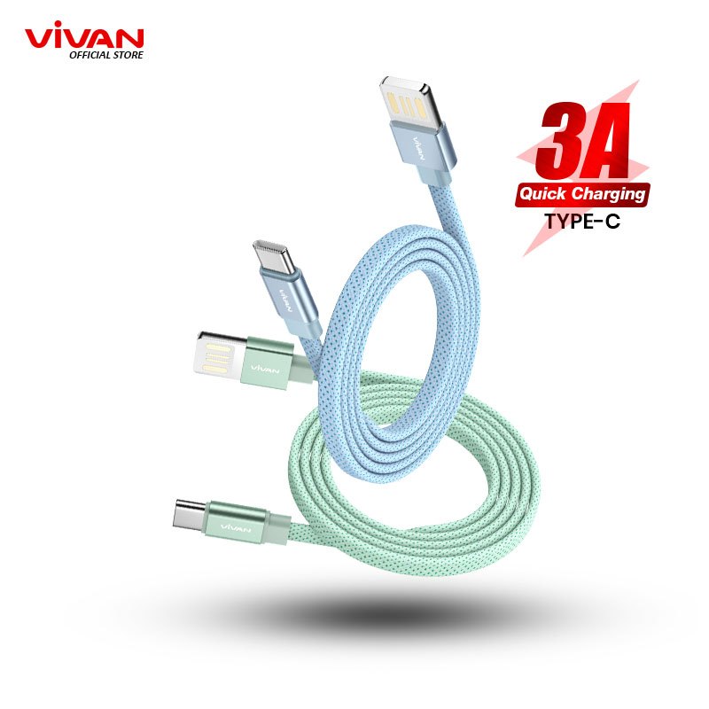 Jual VIVAN Kabel Data Super Tipis VTH series USB A Type C Lightning 3A ...