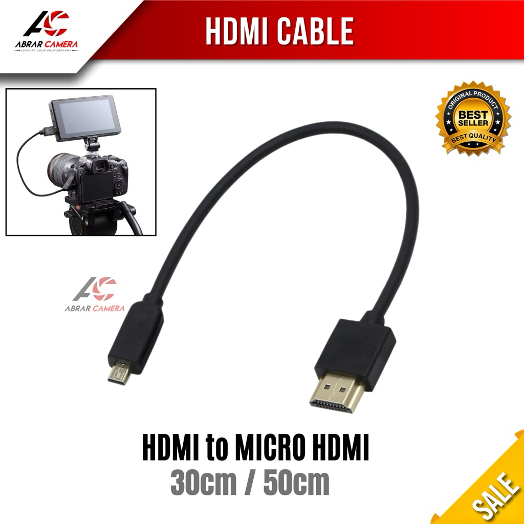 Jual Kabel Micro HDMI to HDMI 30cm / 50cm Support 4K Cocok untuk Kamera ...