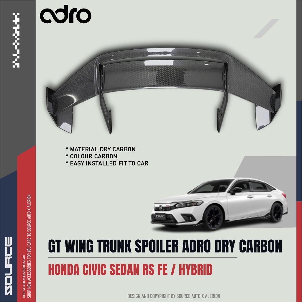 Jual GT WING TRUNK SPOILER ADRO DESIGN ORIGINAL FOR HONDA CIVIC SEDAN ...