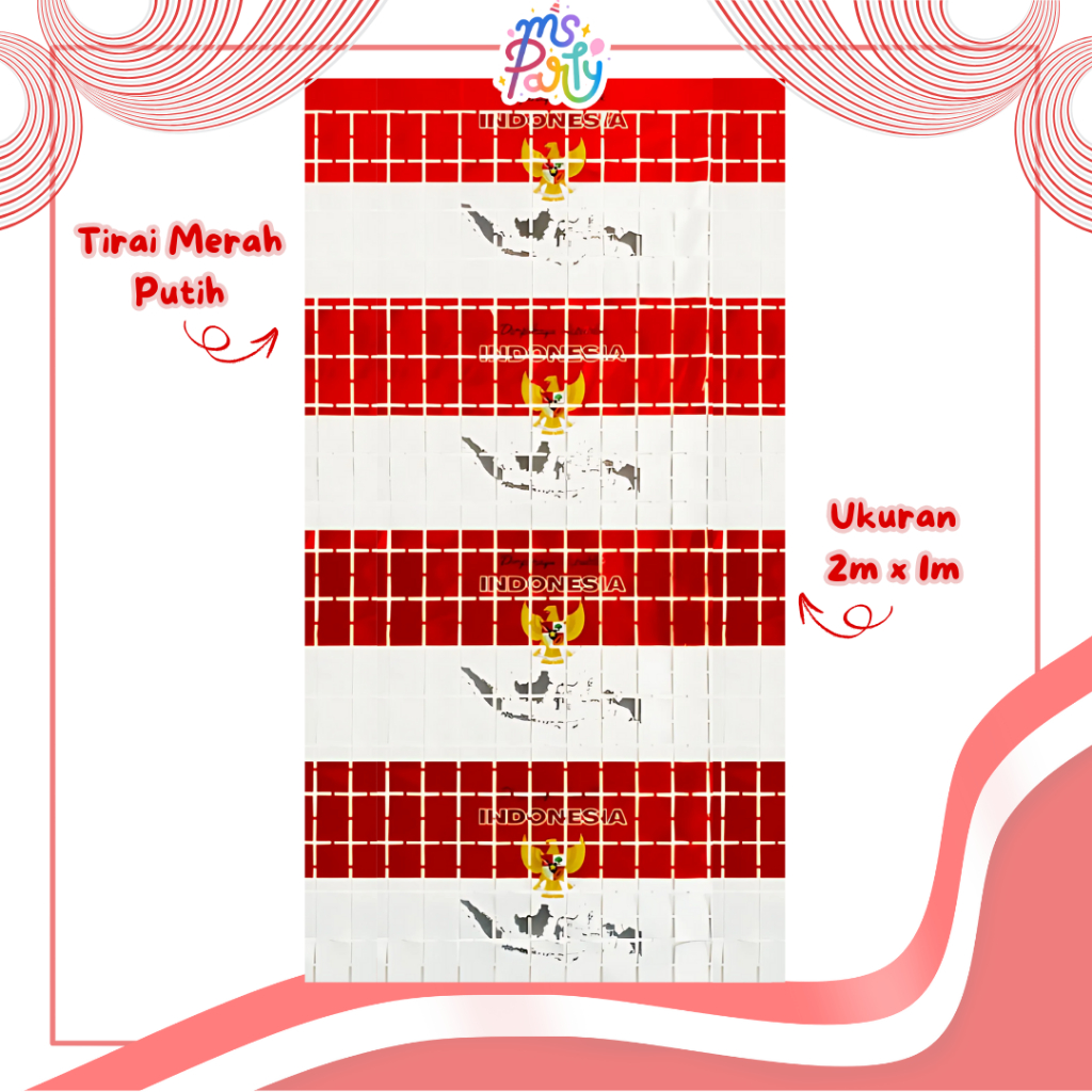 Jual MS.PARTY TIRAI FOIL KOTAK MERAH PUTIH PETA GARUDA / TIRAI FOIL ...