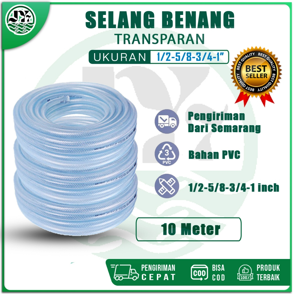 Jual SELANG AIR SERAT BENANG TRANSPARANT 1ROL 10METER/SELANG AIR1/2 5/8 ...