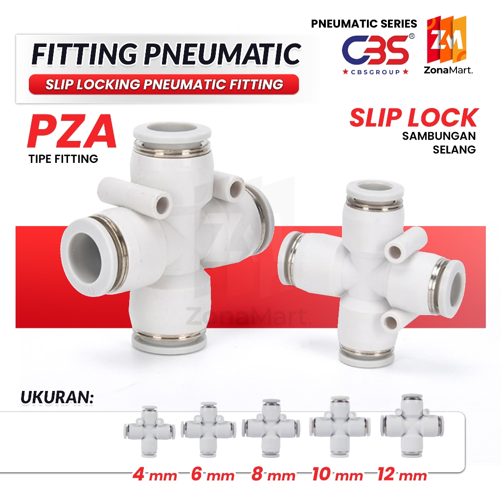 Jual Fitting Pneumatic PZA 4 Way Slip Lock | Shopee Indonesia