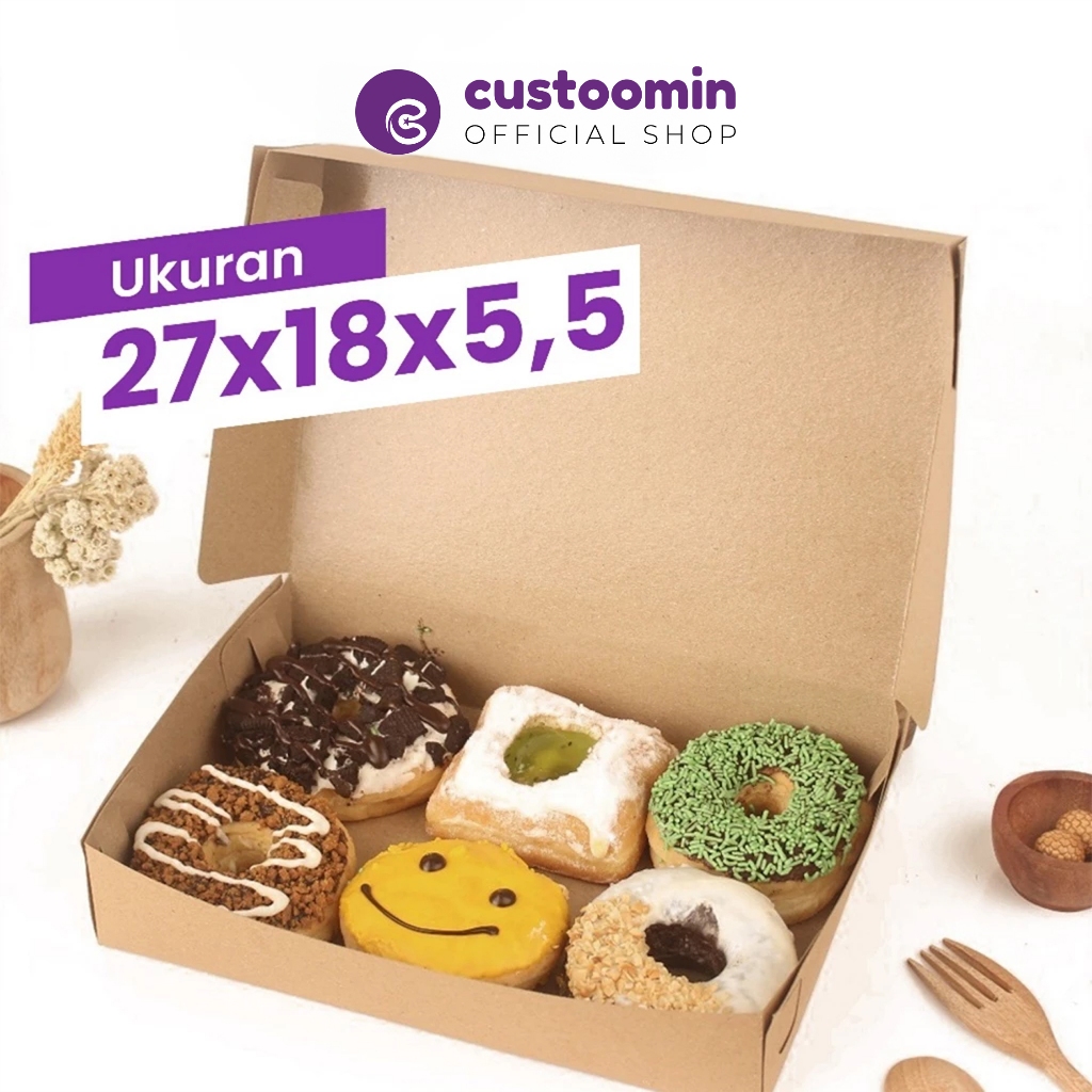 Jual 2718KD Kotak Donat Isi 6 Pcs (Ukuran 27x18x5,5 cm) - Kardus Donat ...