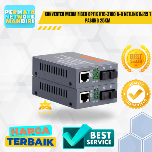 Jual Konverter Media fiber optik HTB-3100 A+B Netlink RJ45 1 Pasang 25KM | Shopee Indonesia