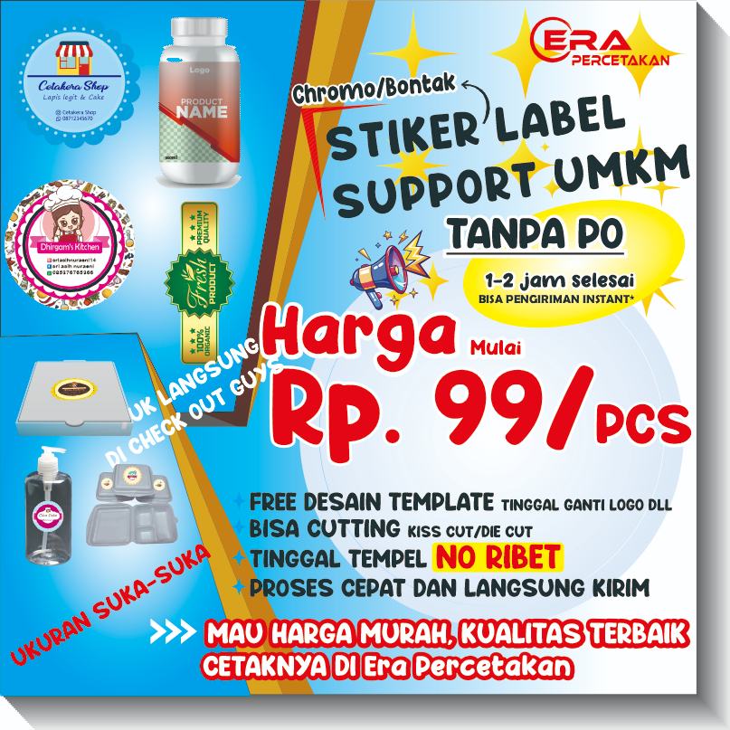 Jual Cetak Stiker Logo Label Makanan Minuman Bahan Sticker Bontak ...