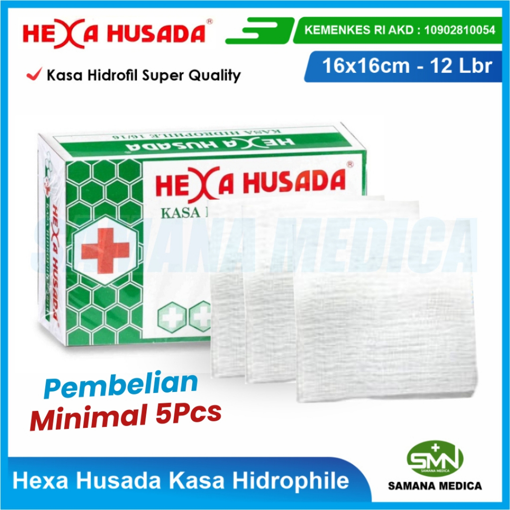 Jual GROSIR Kasa Hexa Husada Kasa Hidrophile 16x16cm - 12 lembar Perban ...