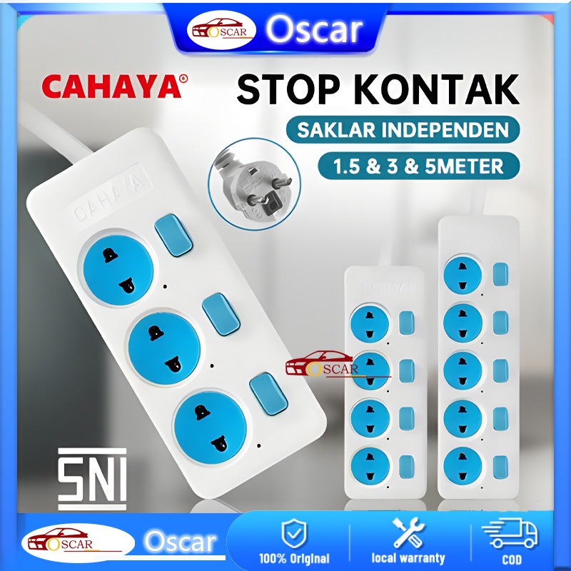 Jual Cahaya Stop Kontak Kabel Multi Saklar 1,5 3 5 Meter 3 4 5 Lubang ...