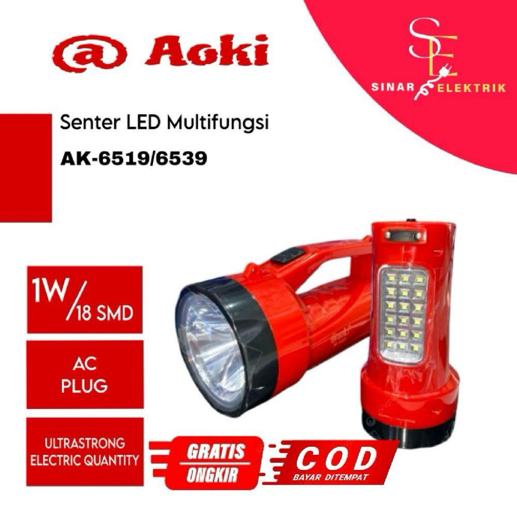 Jual SENTER LED MULTIFUNGSI AOKI ULTRASTRONG ELECTRIC QUANTITY | Shopee ...