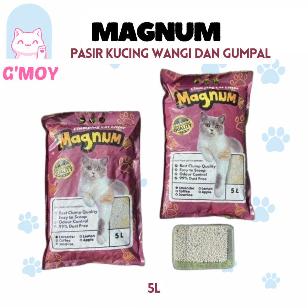 Jual Pasir Magnum Cat Litter Pasir Kucing Wangi Gumpal 5 Ltr Bentonite ...