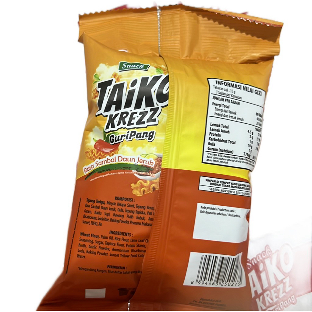 Jual SNACK VIRAL TAIKO KREZZ GURIPANG [1 RENCENG ISI 10 BUNGKUS @15G ...