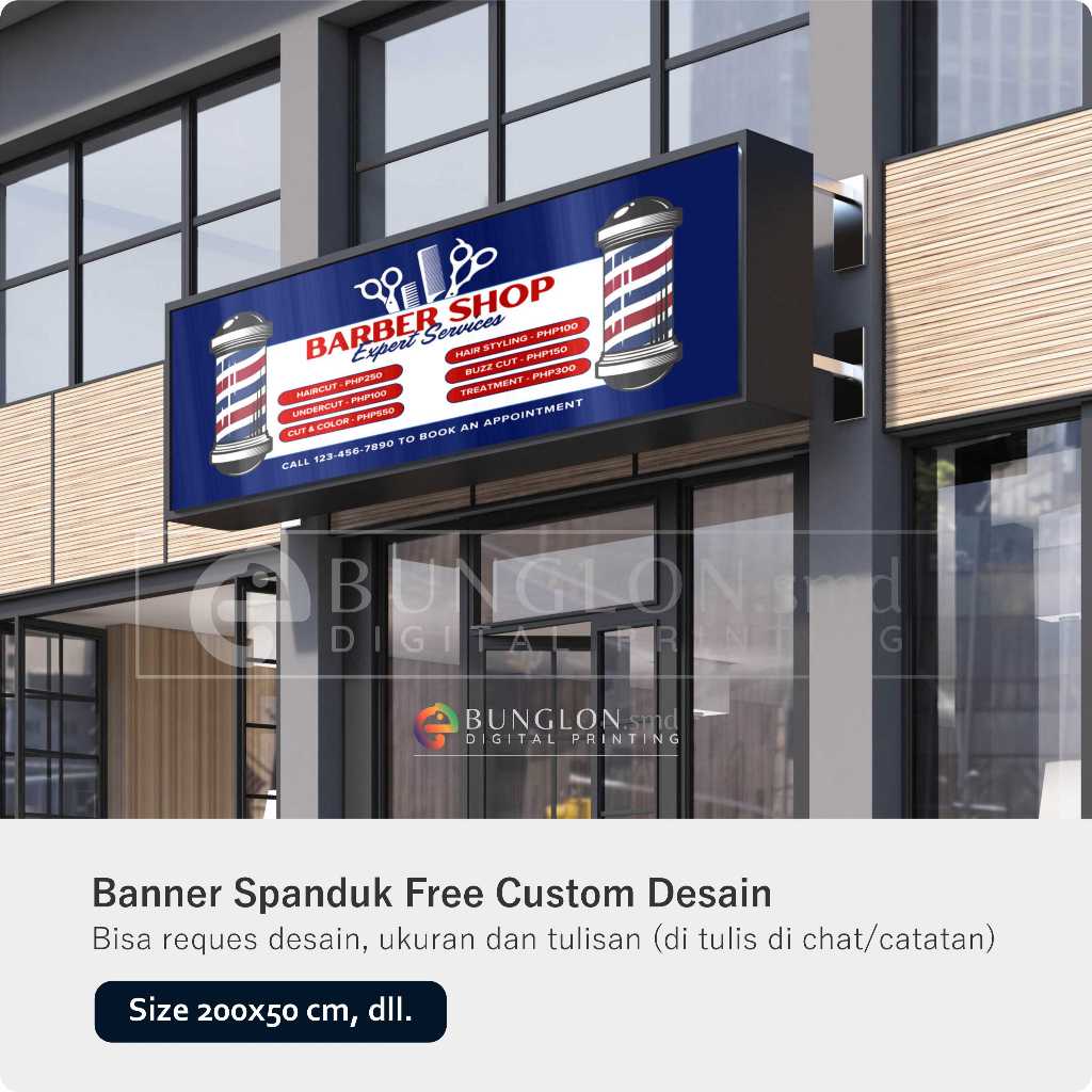 Jual Spanduk Barber Shop Free Custom Desain | Shopee Indonesia