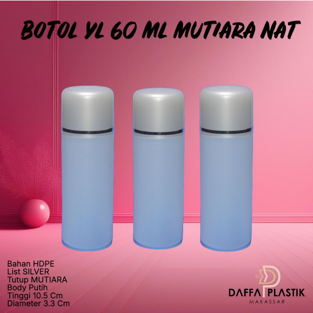 Jual BOTOL YL 60ML PUTIH MUTIARA BODY NATURAL - KEMASAN 25 PCS, 12 PCS ...
