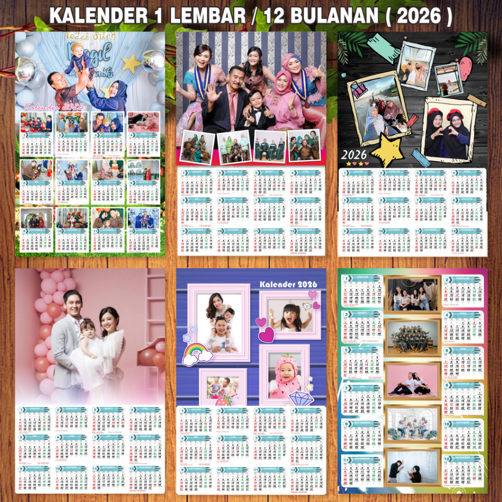 Jual KALENDER 2026 | KALENDER FOTO CUSTOM | 1 lembar A3 | 12 bulan ...