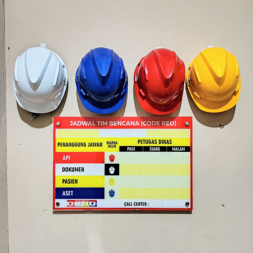 Jual 1 Set Papan Akrilik Code Red Dan Helm Keselamatan - Akrilik Daftar ...