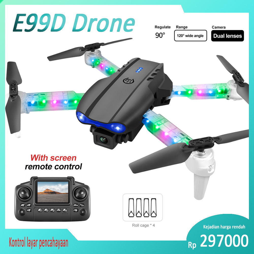 Jual Drone E99D terbaru, dilengkapi layar kendali jarak jauh, lampu ...