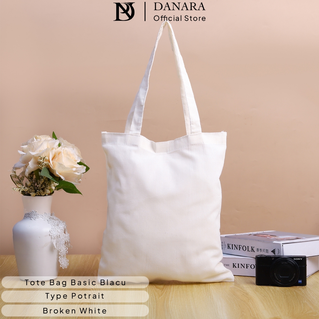 Jual DANARA Tote Bag Basic Blacu Polos Type Potrait - Broken White | Shopee Indonesia