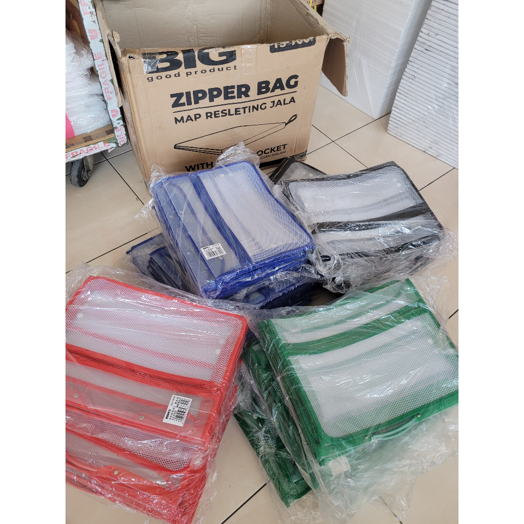 Jual Big Zipper Bag Resleting Jala school bag jala map jinjing plastik ...