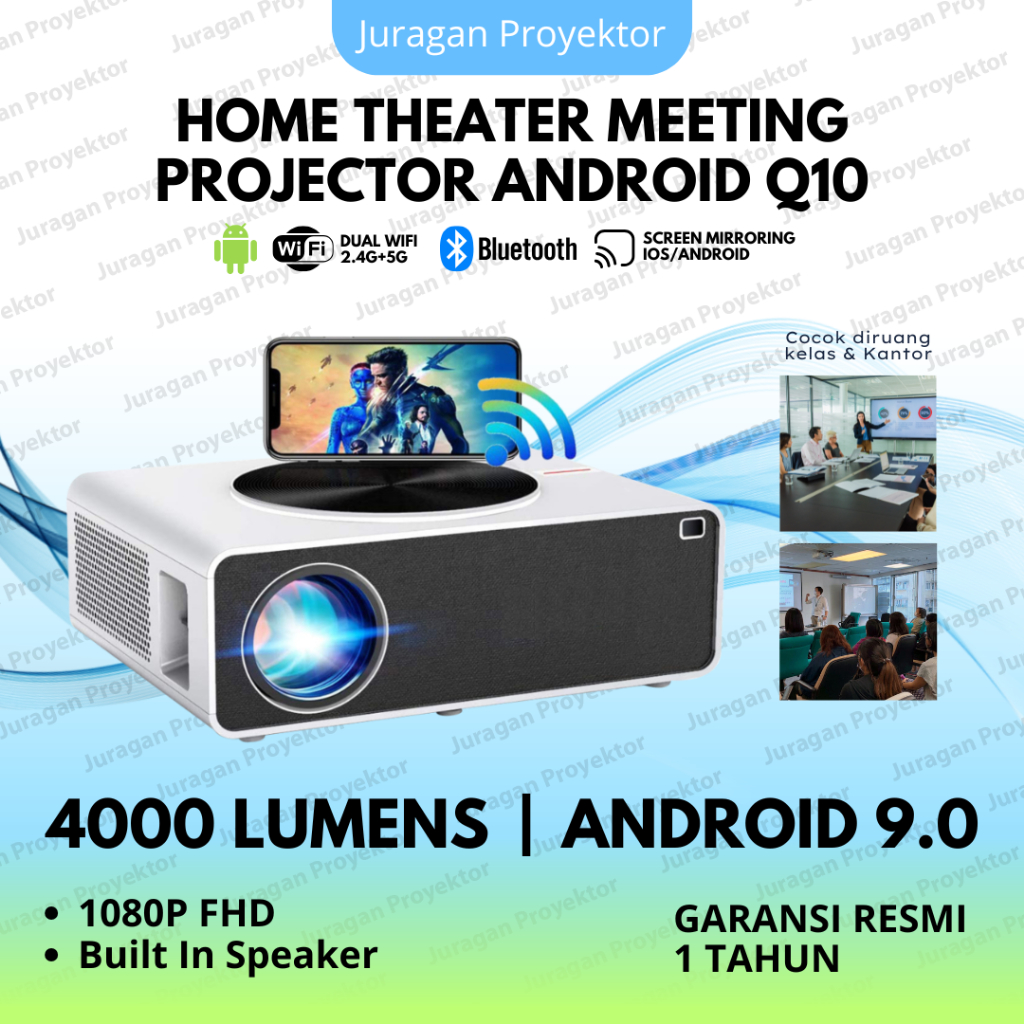 Jual Smart LED Proyektor Q9 Q10 Android Wifi 4000 Lumens | Proyektor ...