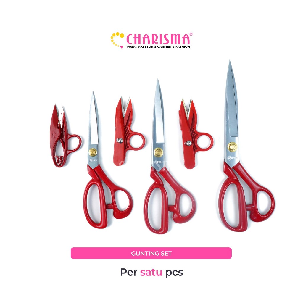Jual Charisma Gunting Jahit Set Warna Merah – Gunting Kain Kecil Besar ...