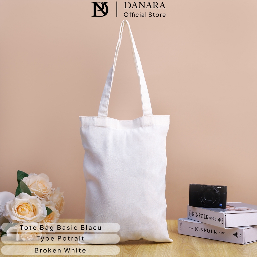 Jual DANARA Tote Bag Basic Blacu Polos Type Potrait 25X35 - Broken White | Shopee Indonesia